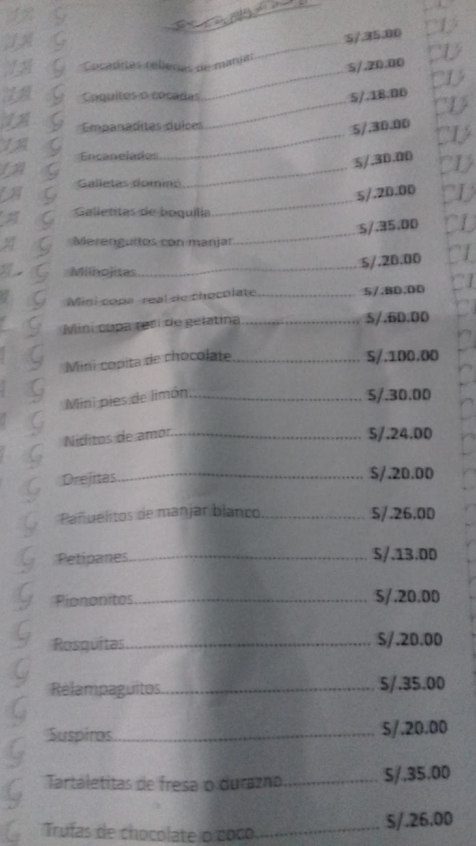 Menu at Restaurante El Compadre, Santiago de Surco