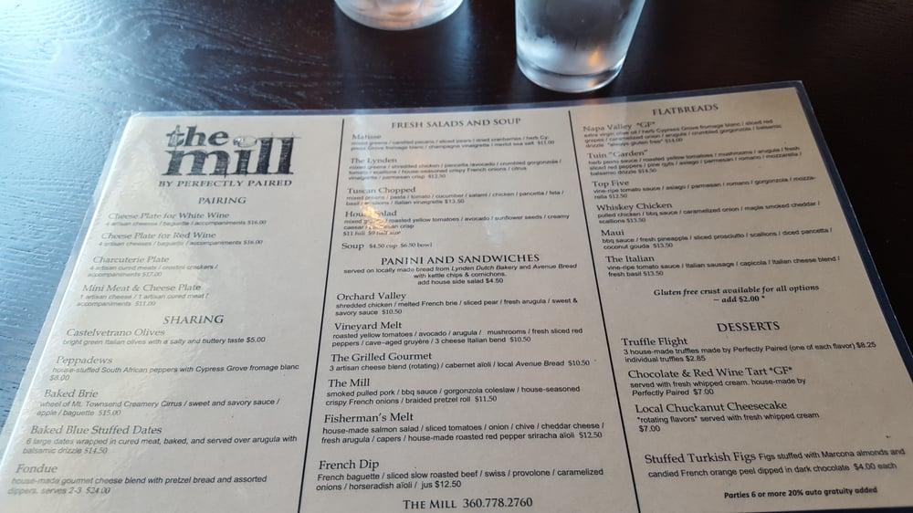 Menu at The Mill at Seventh pub & bar, Lynden
