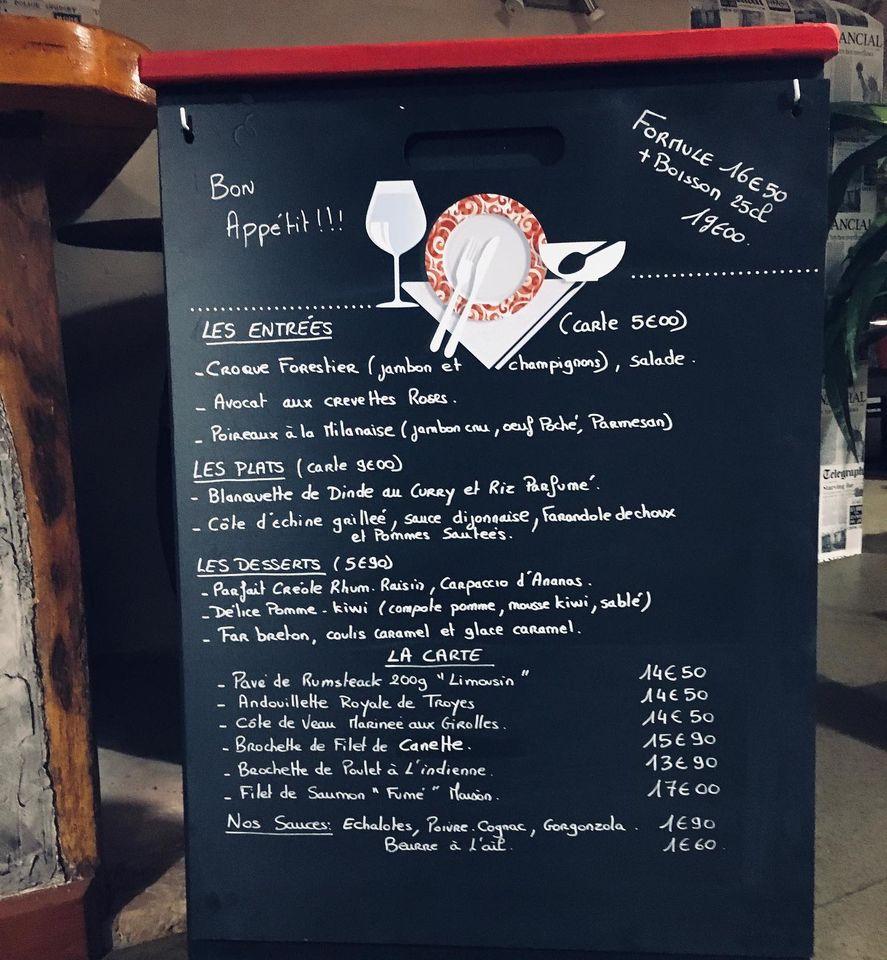 Menu at Le Pied Dans Le Plat restaurant, Mosnes