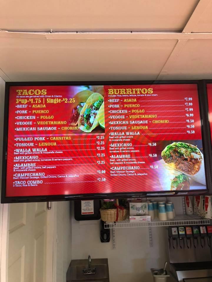 Menu at Tacos El Sol restaurant, Spokane, N Division St