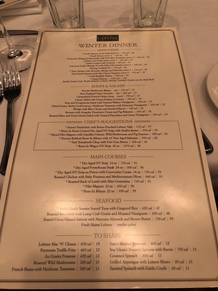 Menu at The Capital Grille pub & bar, Las Vegas