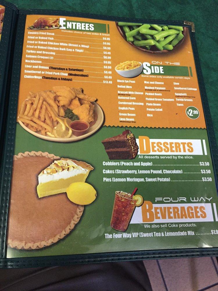 Menu at The Four Way Soul Food Restaurant, Memphis