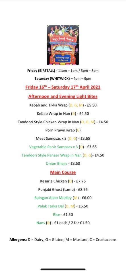 Menu at Tikka Junction UK restaurant, England