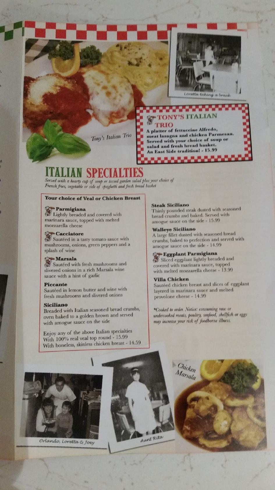 Menu at Villa Restaurant and Pizzeria, Eastpointe