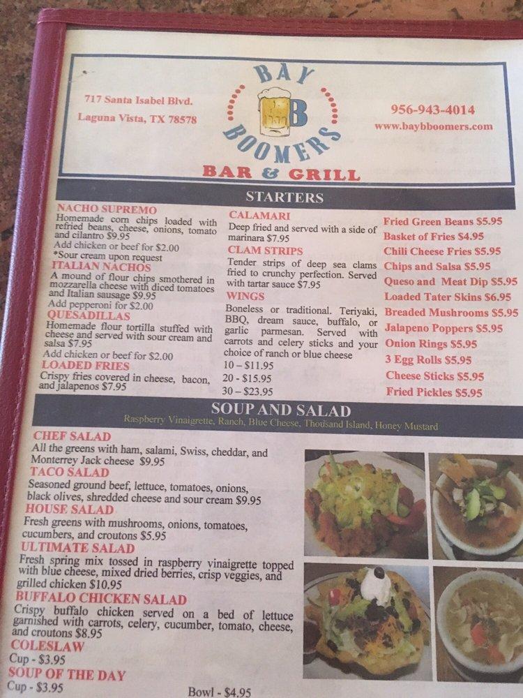 Menu at Bay B Boomers Bar & Grill, Laguna Vista
