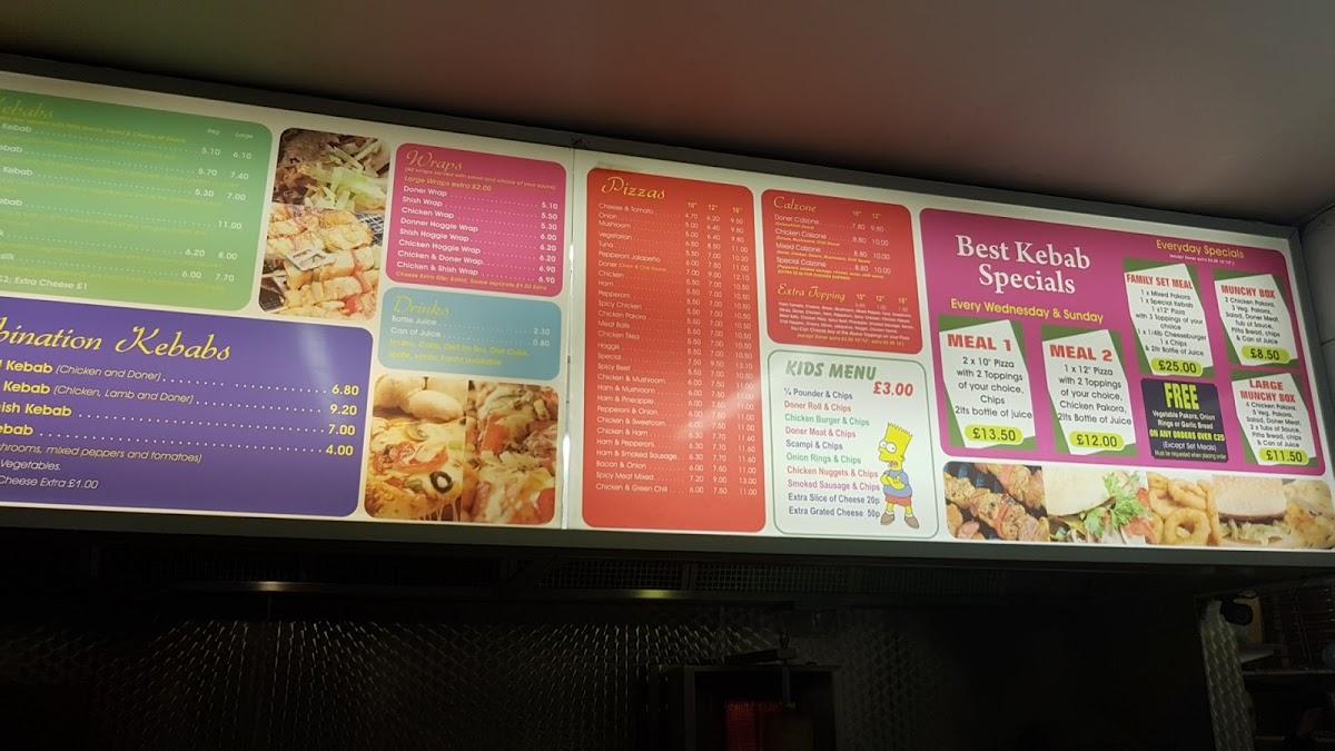 Menu at Best Kebab fast food, Kirkcaldy