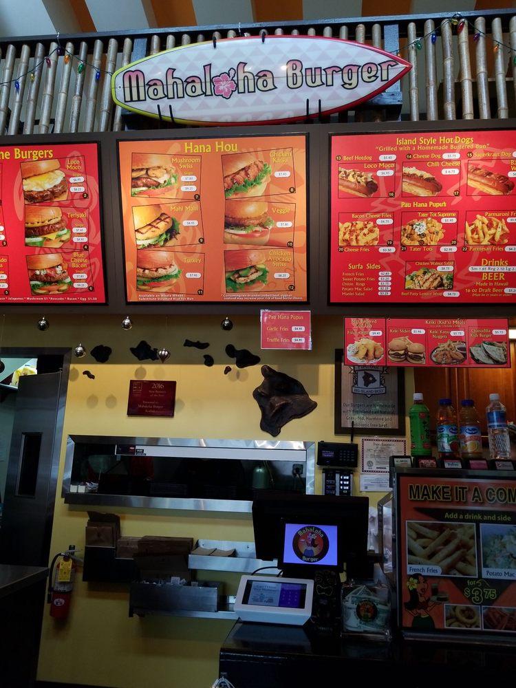 Menu at Mahaloha Burger Kailua fast food, Kailua