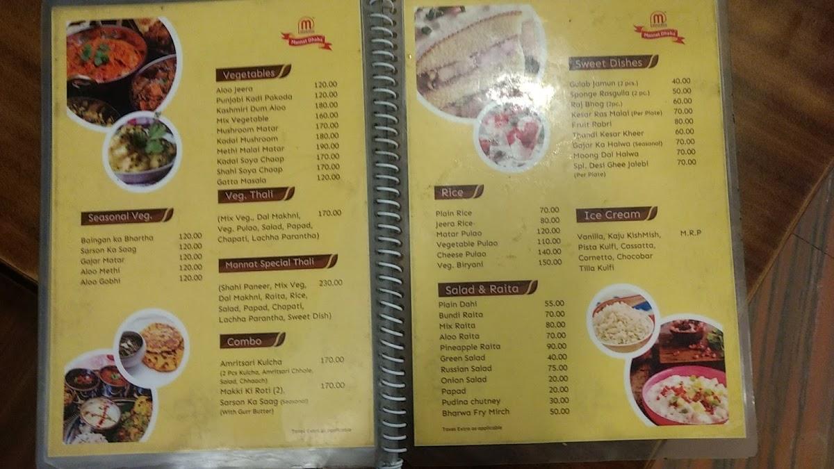 Menu at Mannat Gurugram, Sidhrawali, 65th Mile