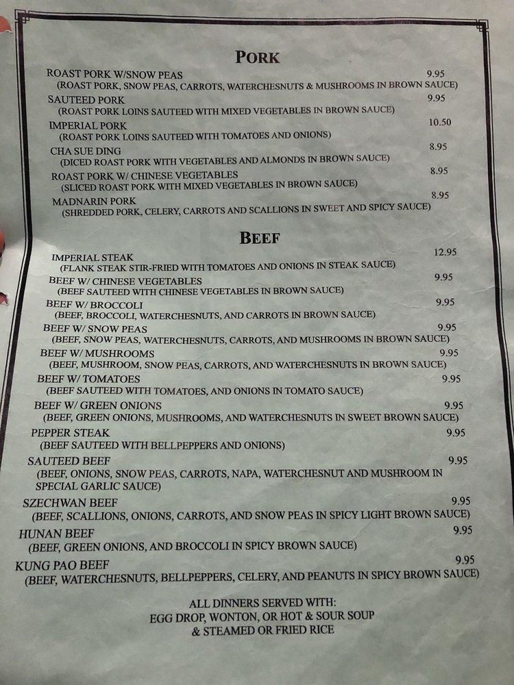 Menu at Silver Star Chinese Restaurant, Jacksonville