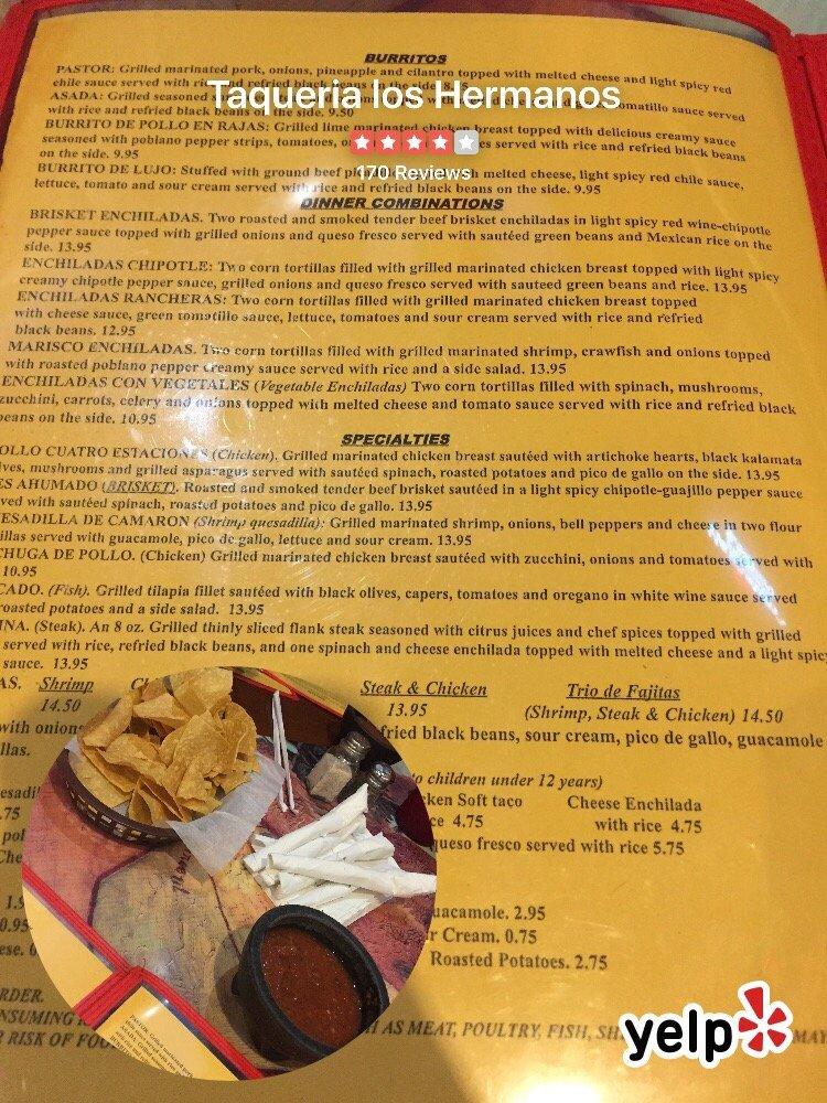 Menu at Taqueria Los Hermanos restaurant, Lawrenceville, Sugarloaf Pkwy