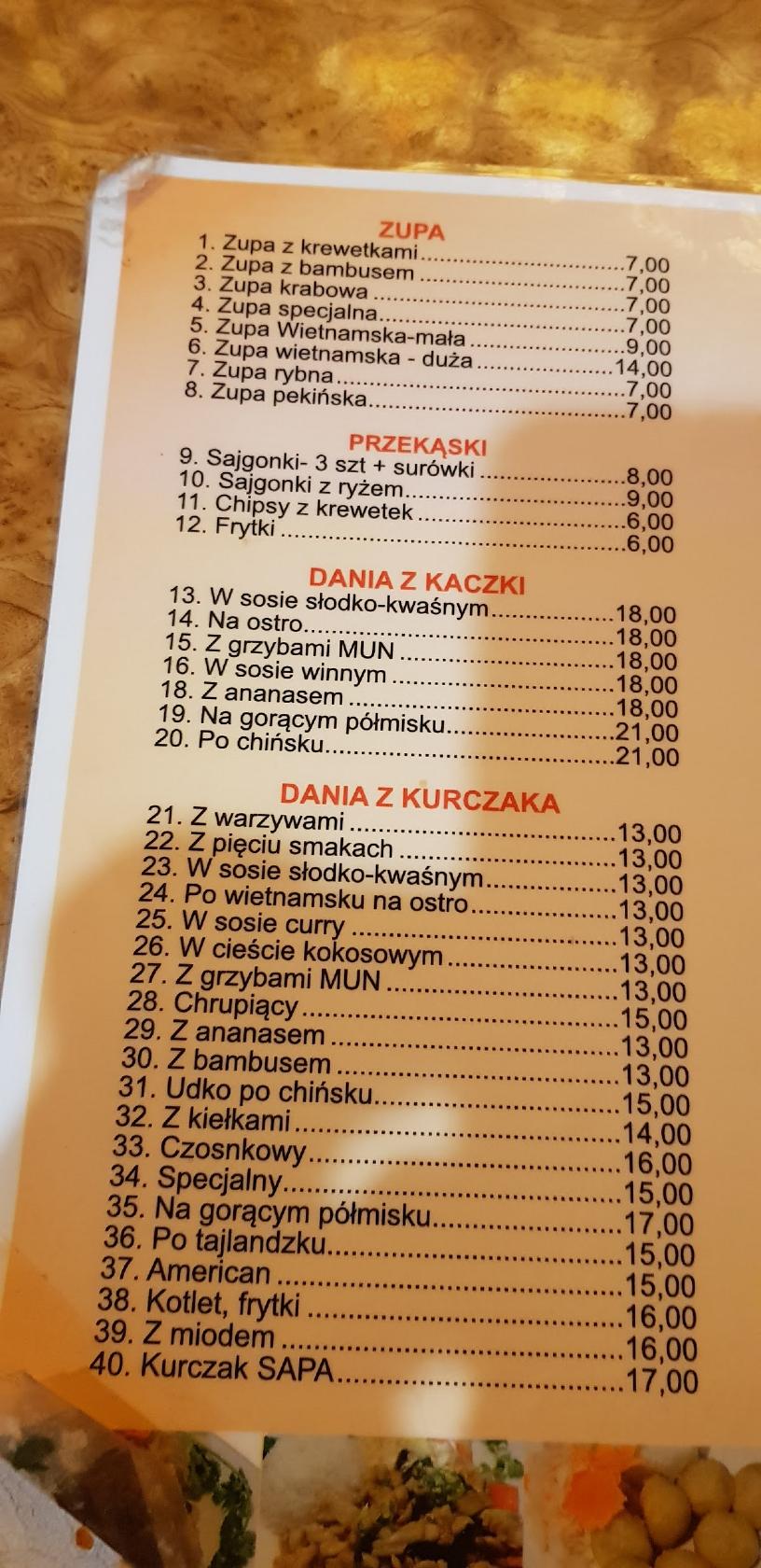 Menu at Bar Sapa Poland, Radzymin