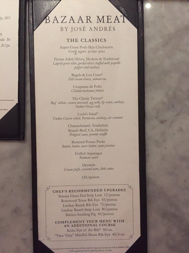 Menu at Bazaar Meat By José Andrés pub & bar, Las Vegas