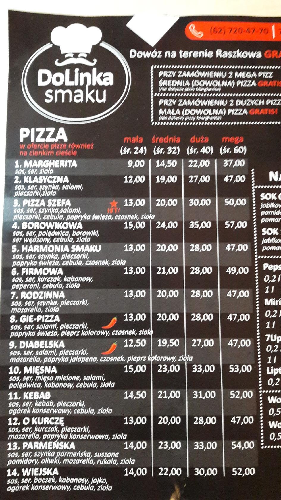 Menu at DoLinka smaku restaurant, Raszków