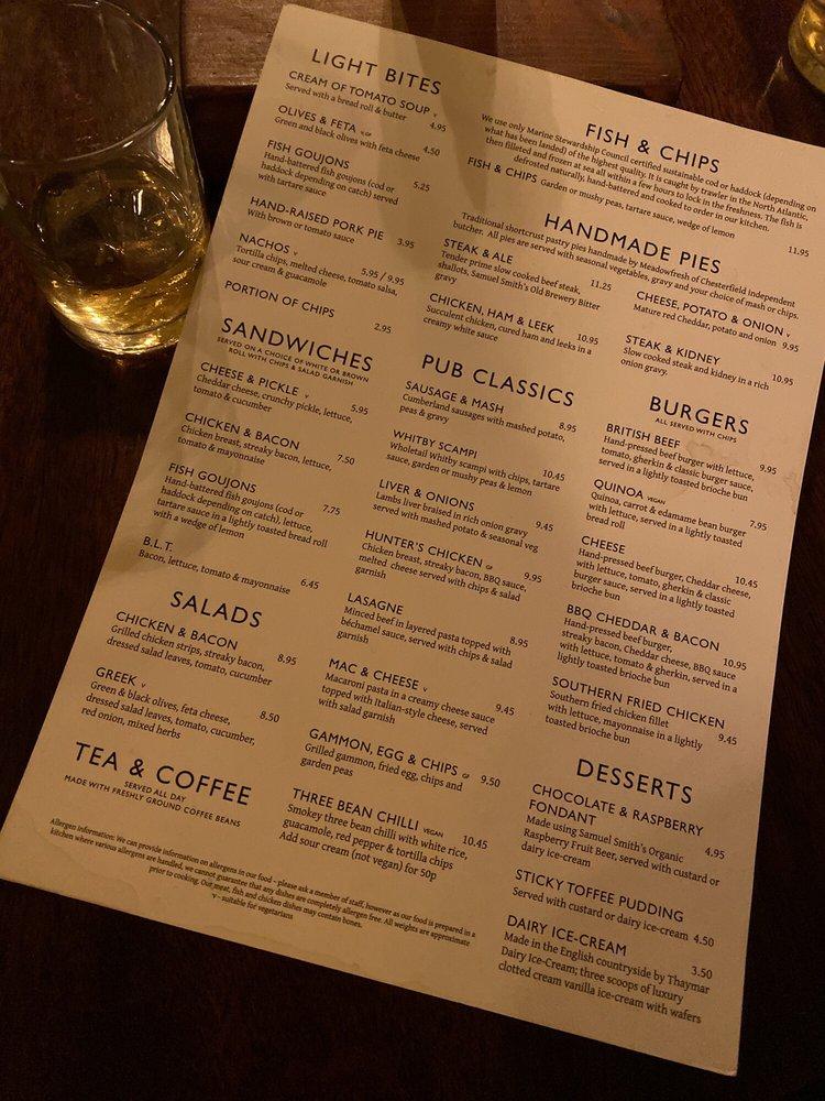 Menu at Princess Louise pub & bar, London