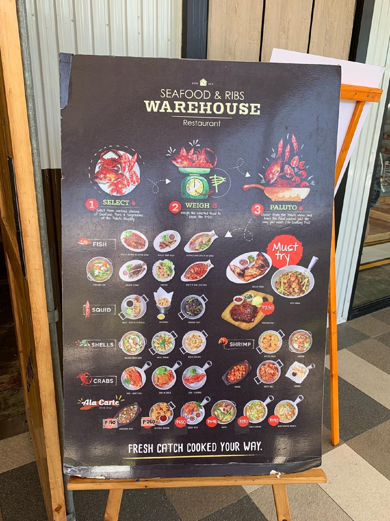 Menu at Seafood and Ribs Warehouse restaurant, Cebu City, 3rd Floor