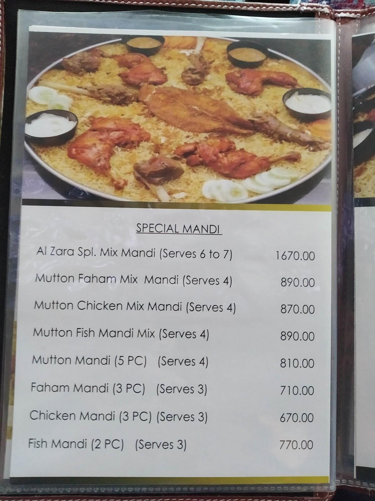 Menu at Al Zara Mandi Arabian Restaurant, Bengaluru, 147