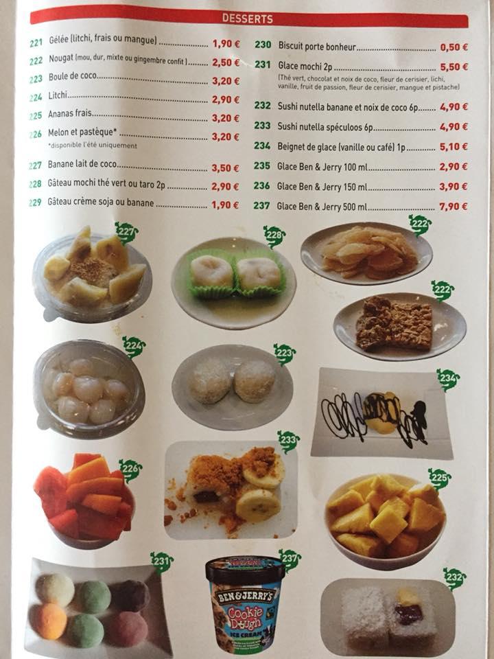 Menu at Asia Sushi restaurant, Le Cannet