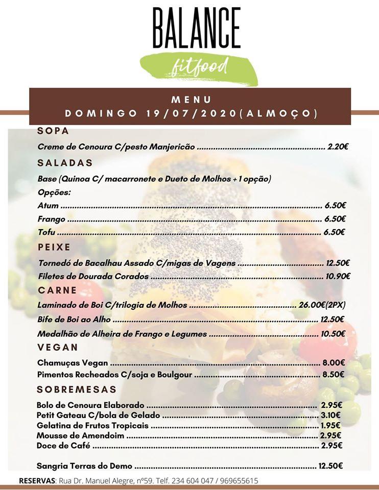 Menu at Balance Fitfood restaurant, Agueda