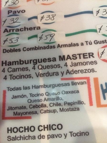 Menu at Big bollo restaurant, Pachuca, Av de los Árboles 175