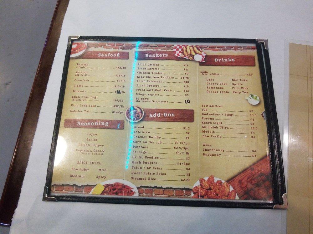 Menu at Captain Crawfish Cajun Seafood Bakersfield restaurant, Bakersfield