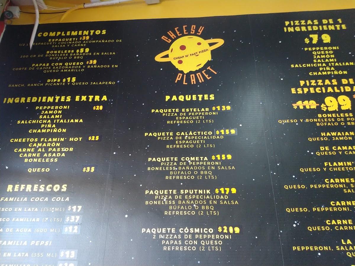 Carta del restaurante Cheesy Planet, Chihuahua, C. San Miguel el Grande ...