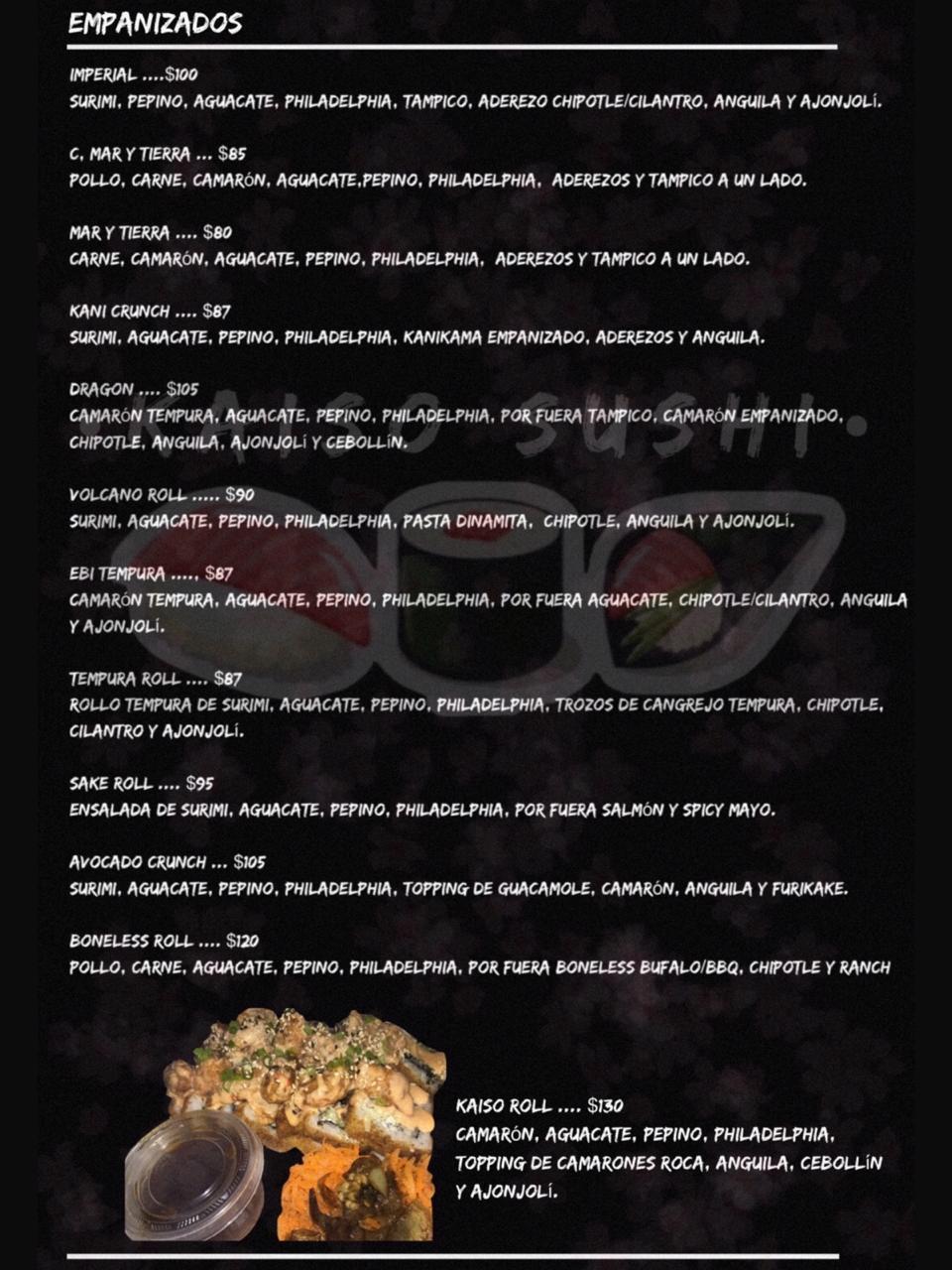 Carta del restaurante Kaiso Sushi, Guasave