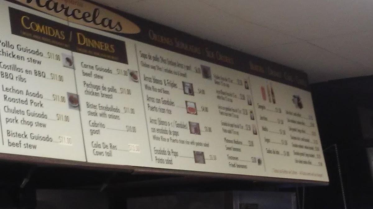 Menu at Marcela's Cafeteria, Chicago, W Fullerton Ave