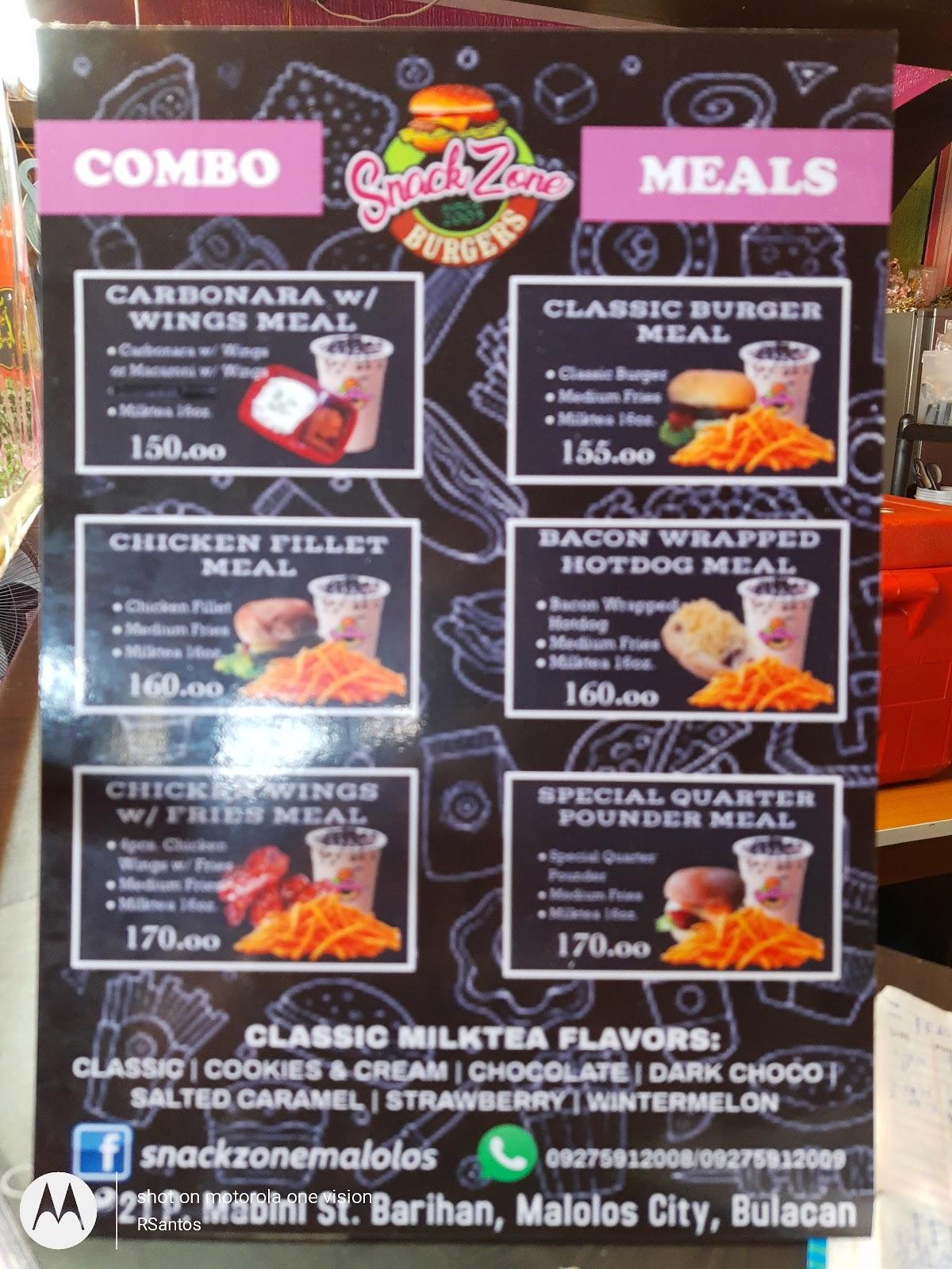 Menu at Snackzone cafe, Malolos