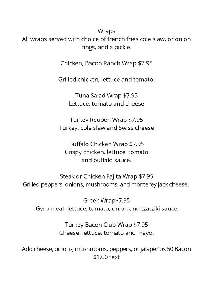 Menu at Alexandris Restaurant, Wadsworth