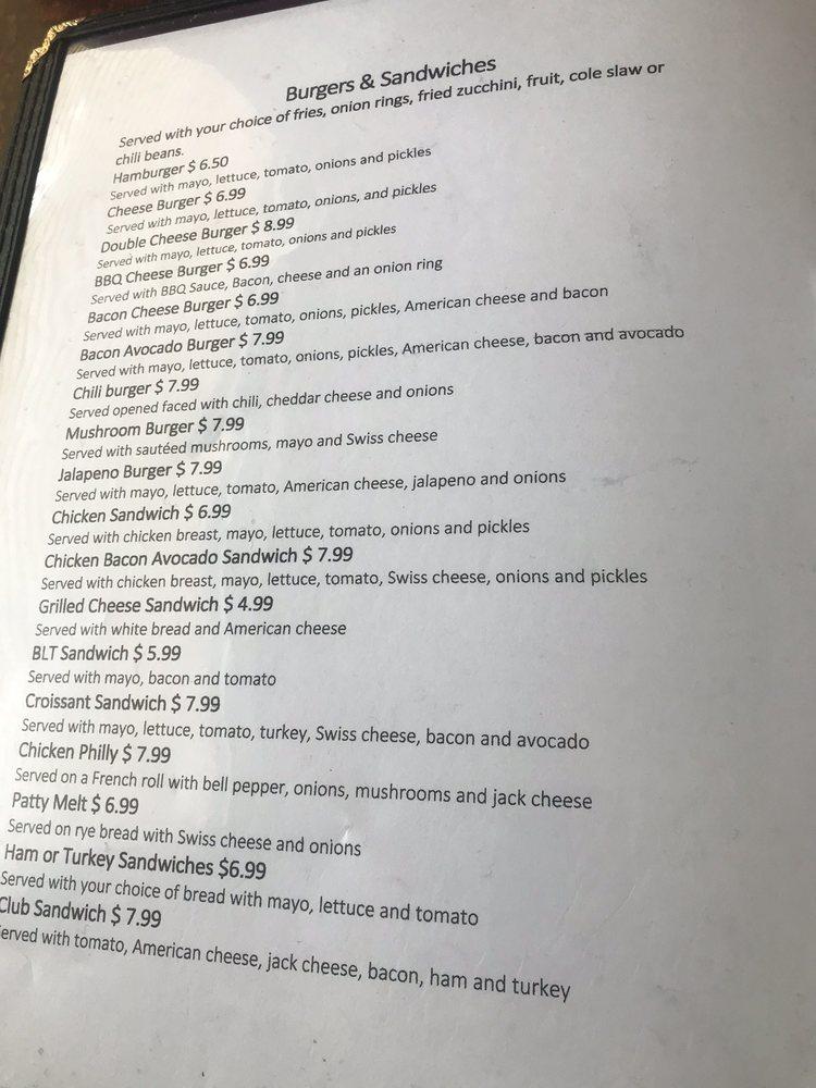 Menu at Johnny's restaurant, Pahrump