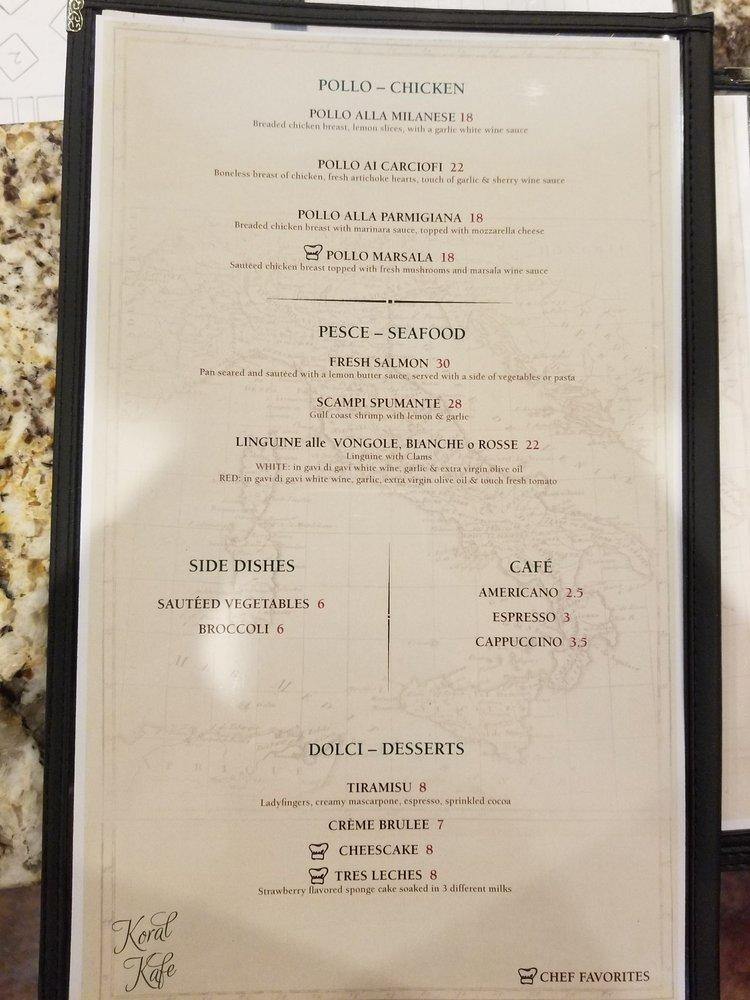 Menu at Koral Kafe Bar & Grill, Washington