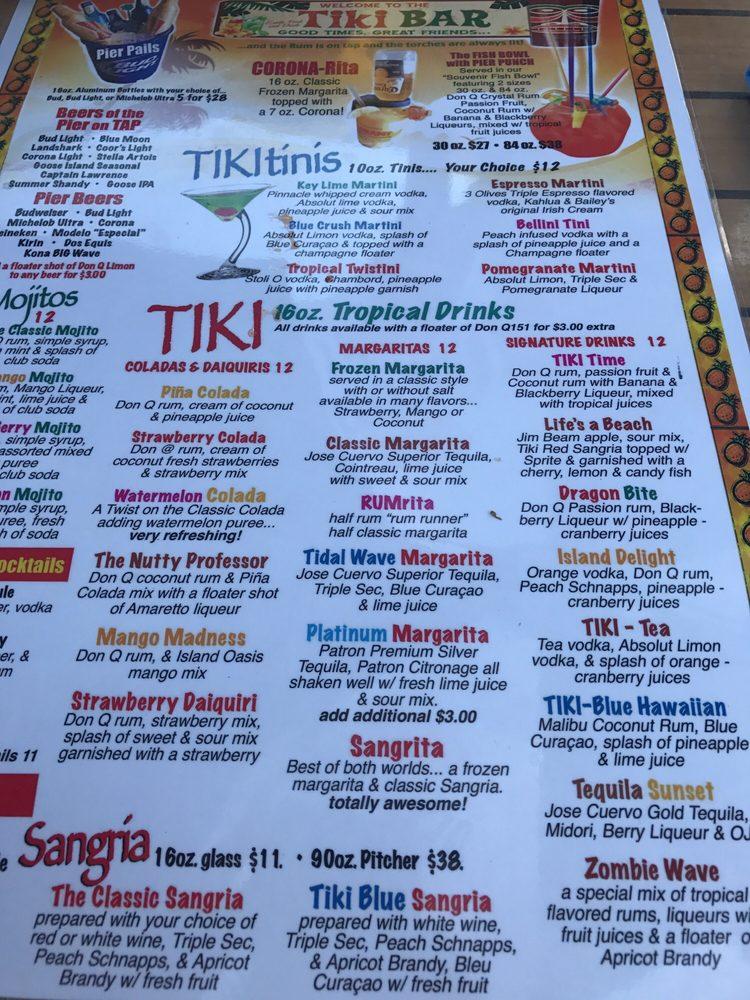 Menu at Pier Restaurant and Tiki Bar, Rye