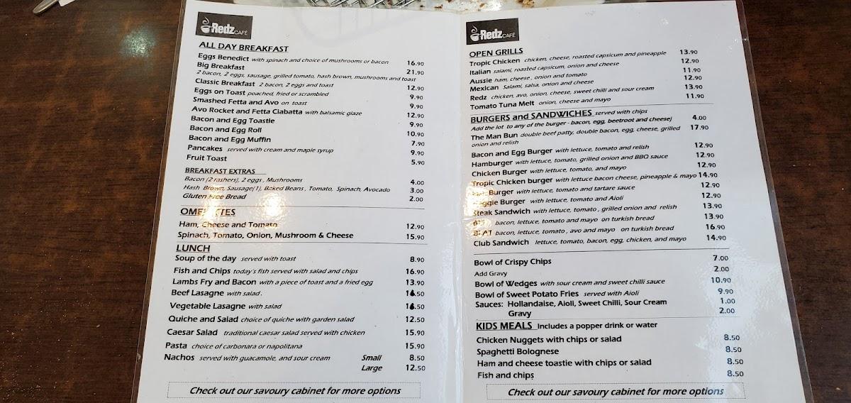 Menu at Redz Café cafe, Redlynch