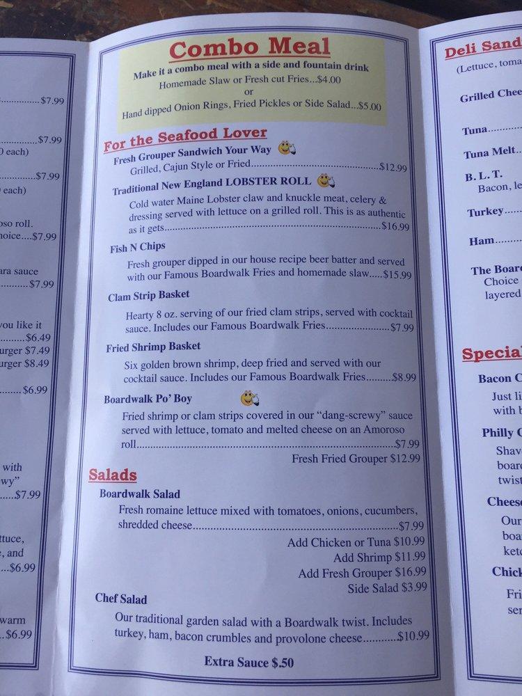 Menu at The Boardwalk Grill restaurant, Madeira Beach, 204 johns pass ...