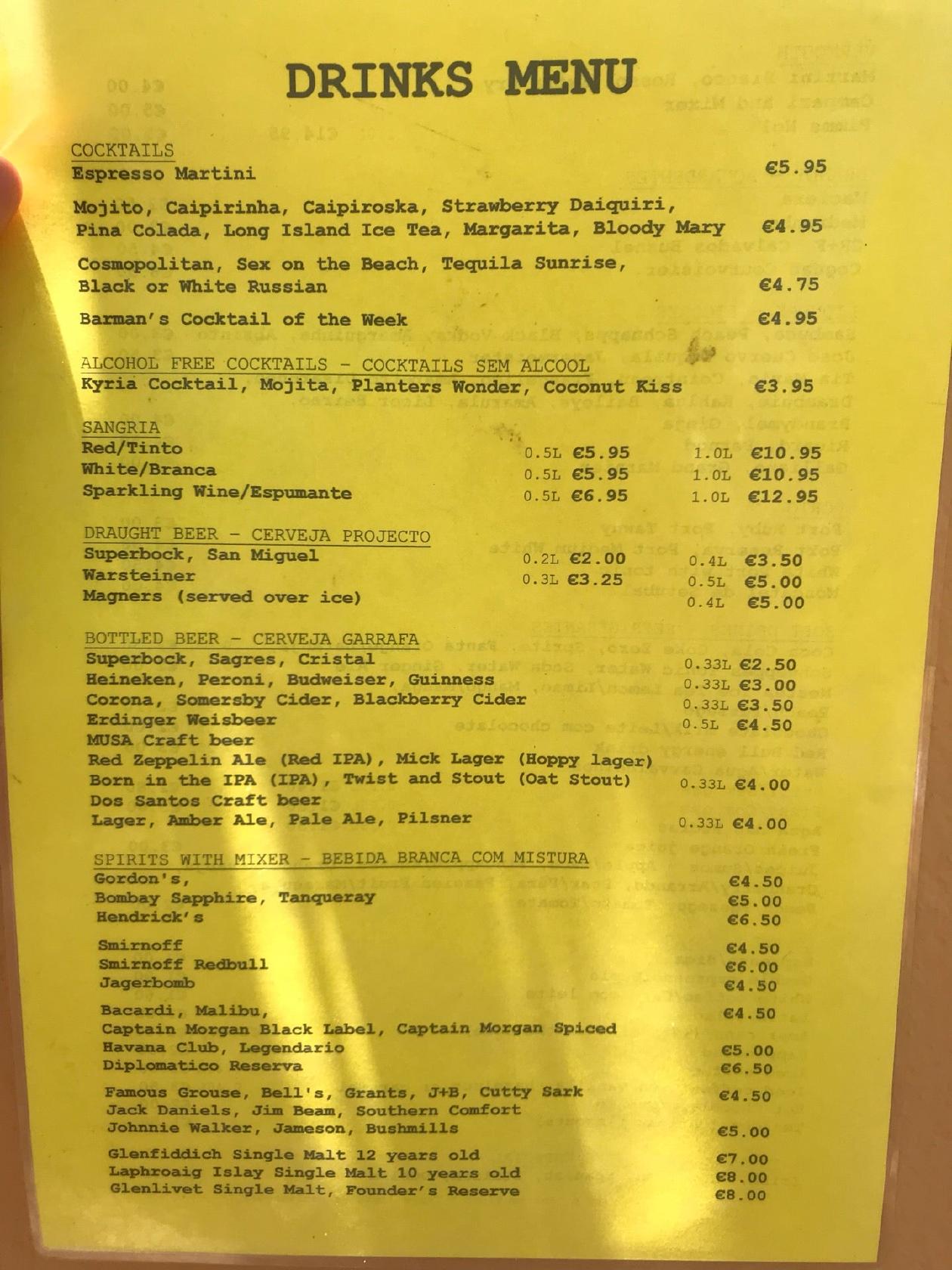 Menu at Restaurante The Garden, Lagos