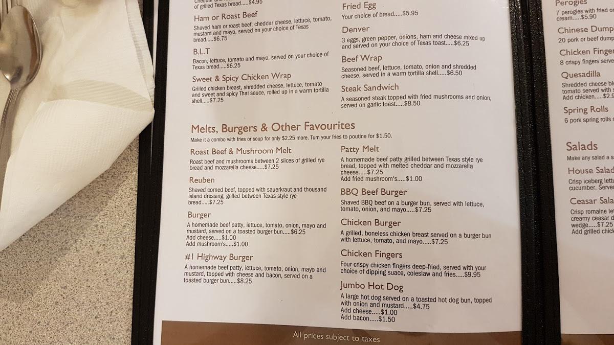 Menu at The Little Chalet Restaurant, Brandon