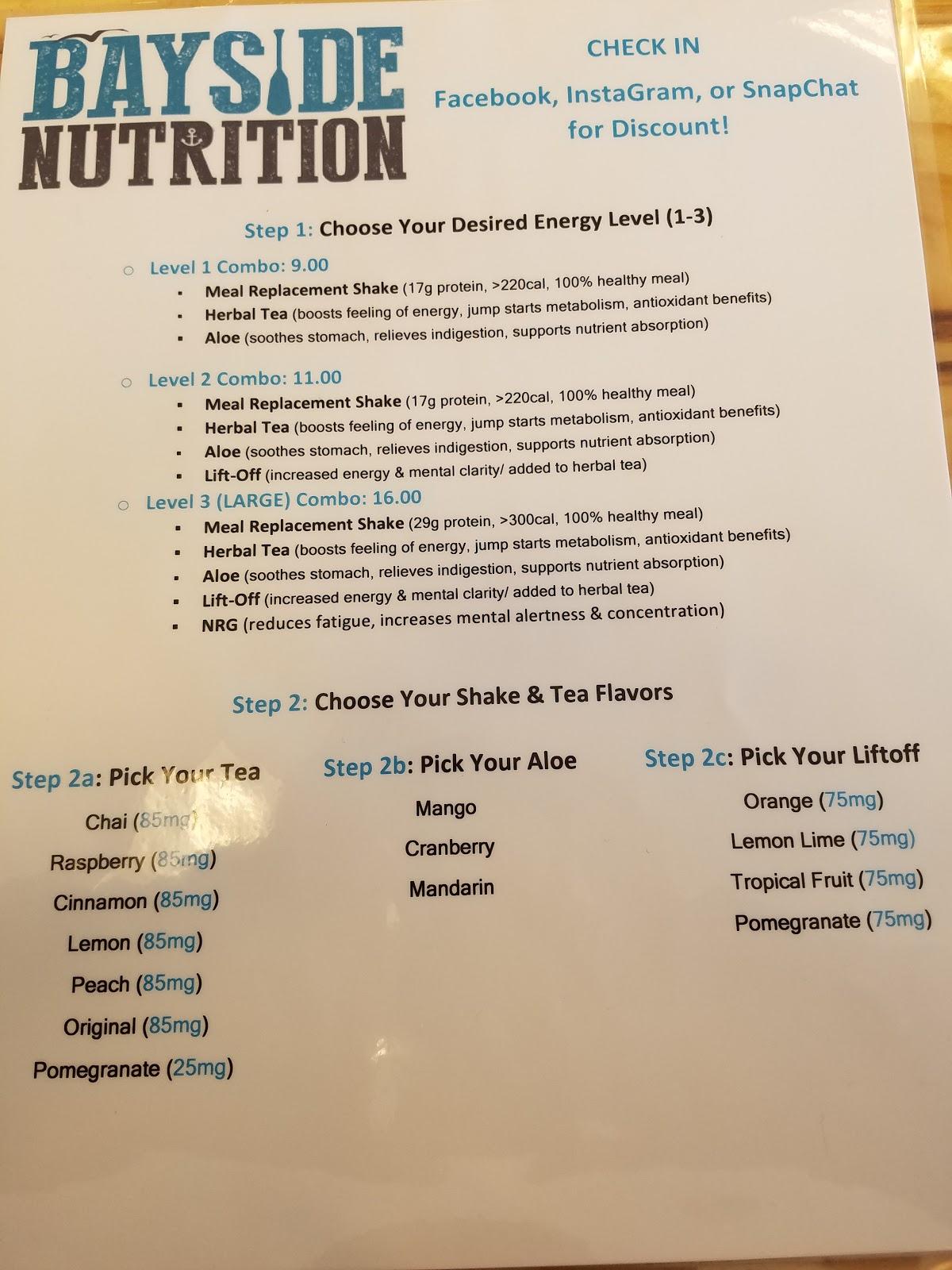 Menu at Bayside Nutrition pub & bar, Lavon