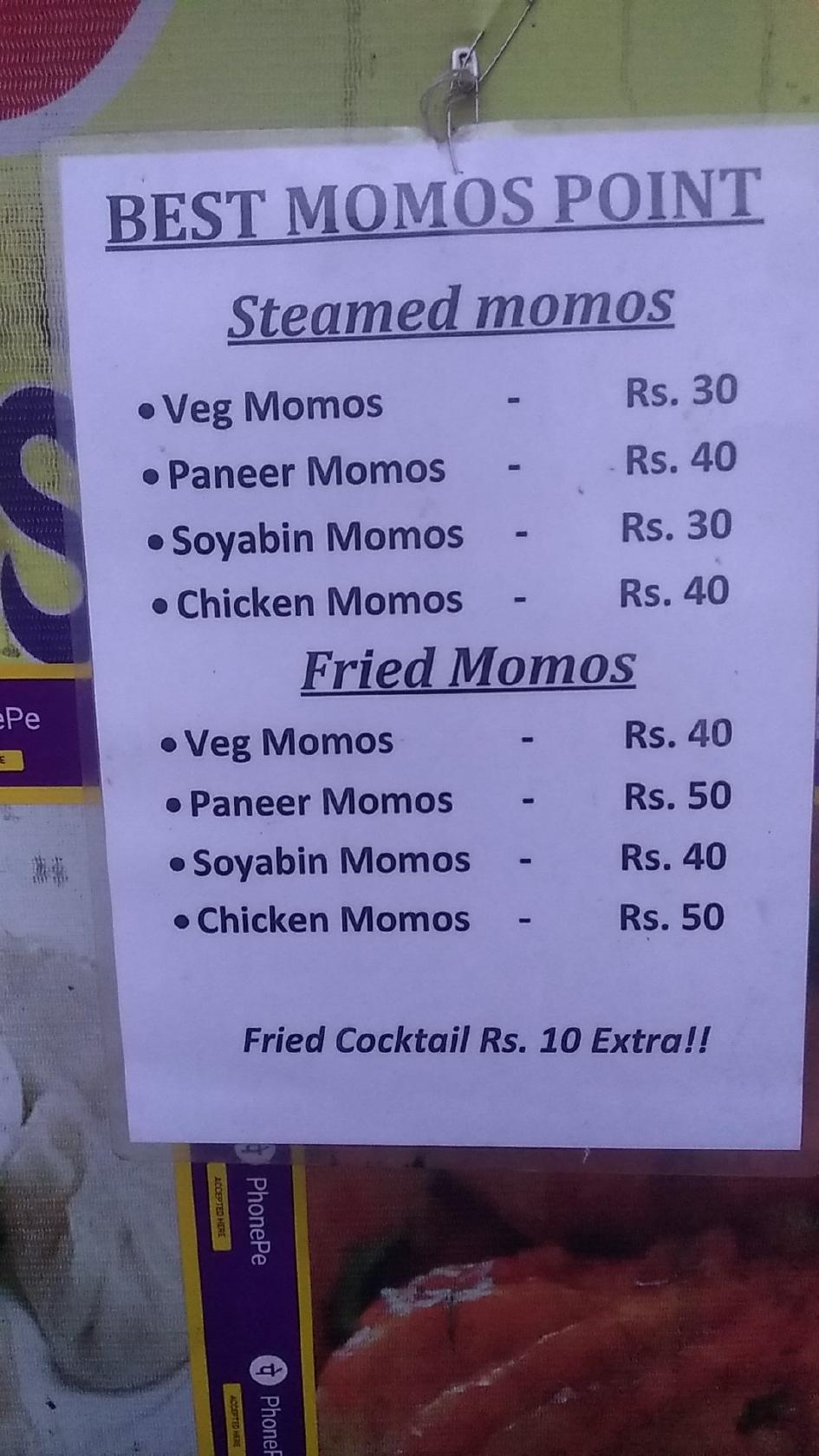 Menu at Best momos point, Jamshedpur, Neha Tent House