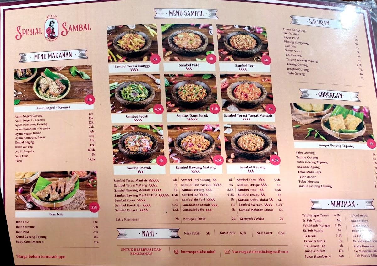 Menu at Bu Eva Spesial Sambal restaurant, Bandar Lampung