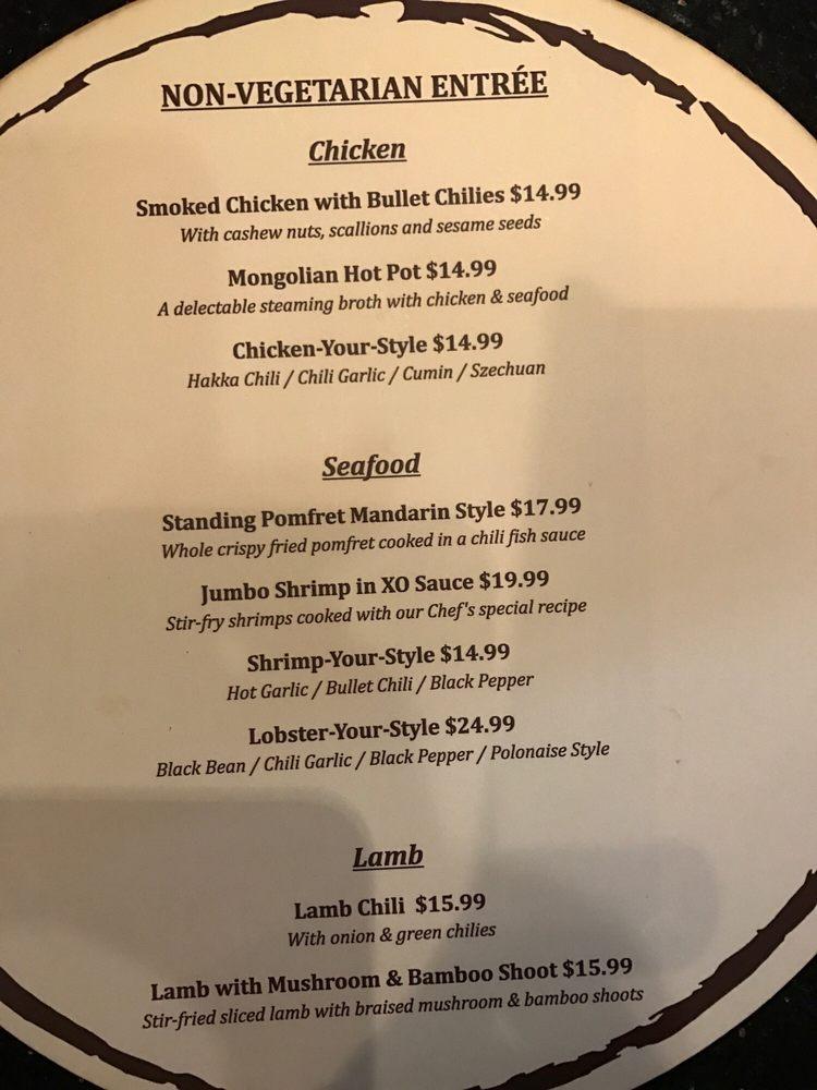 Menu at Chef's Table restaurant, Edison