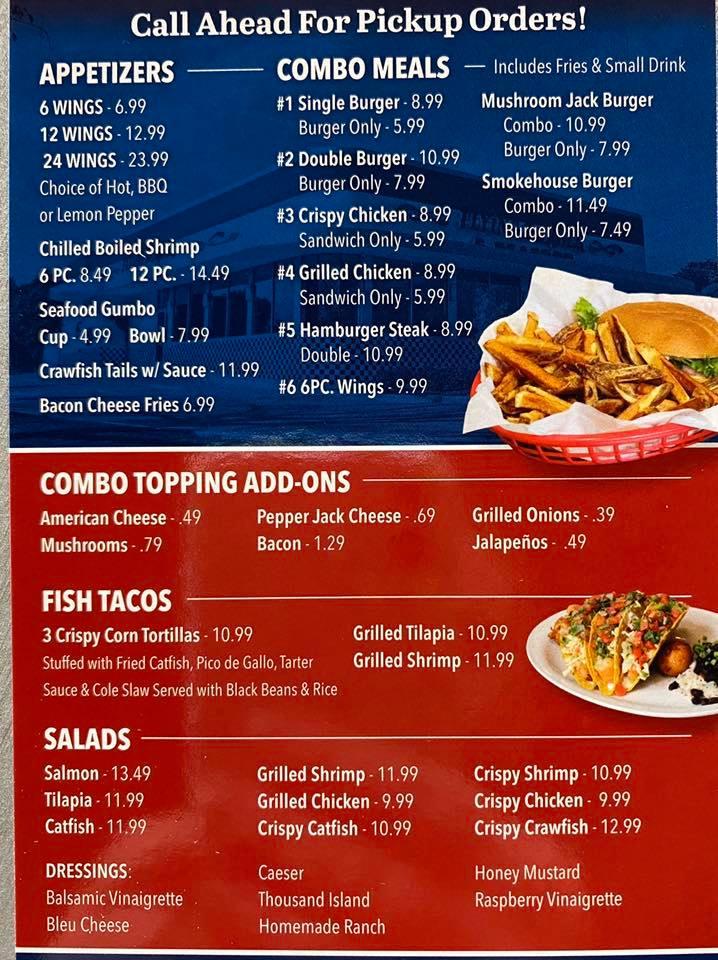 Menu at Flying Burger and Seafood fast food, Bossier City