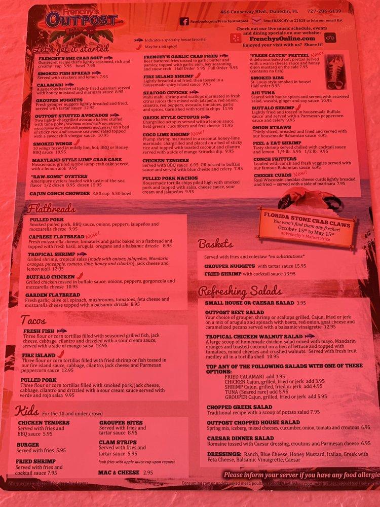Menu at Frenchy's Outpost Bar and Grill, Dunedin