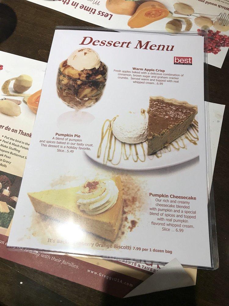 Menu at Gregg’s - Warwick desserts, Warwick, Post Rd