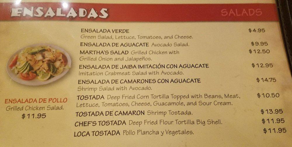 Menu at Max's Mexican Cuisine restaurant, Azusa