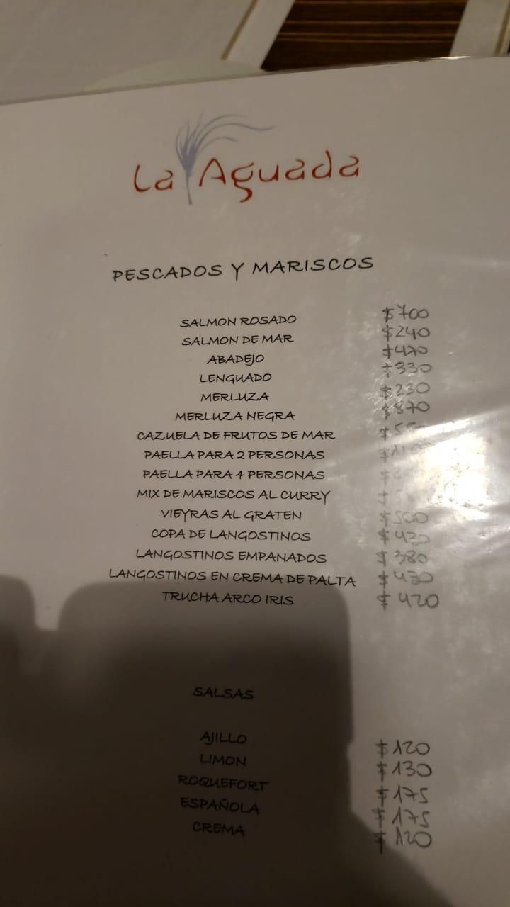 Menu at Restaurante La Aguada, Puerto Madryn