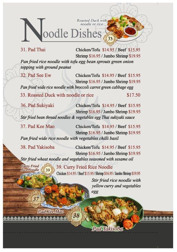 Menu at Thai Palace restaurant, Kalispell