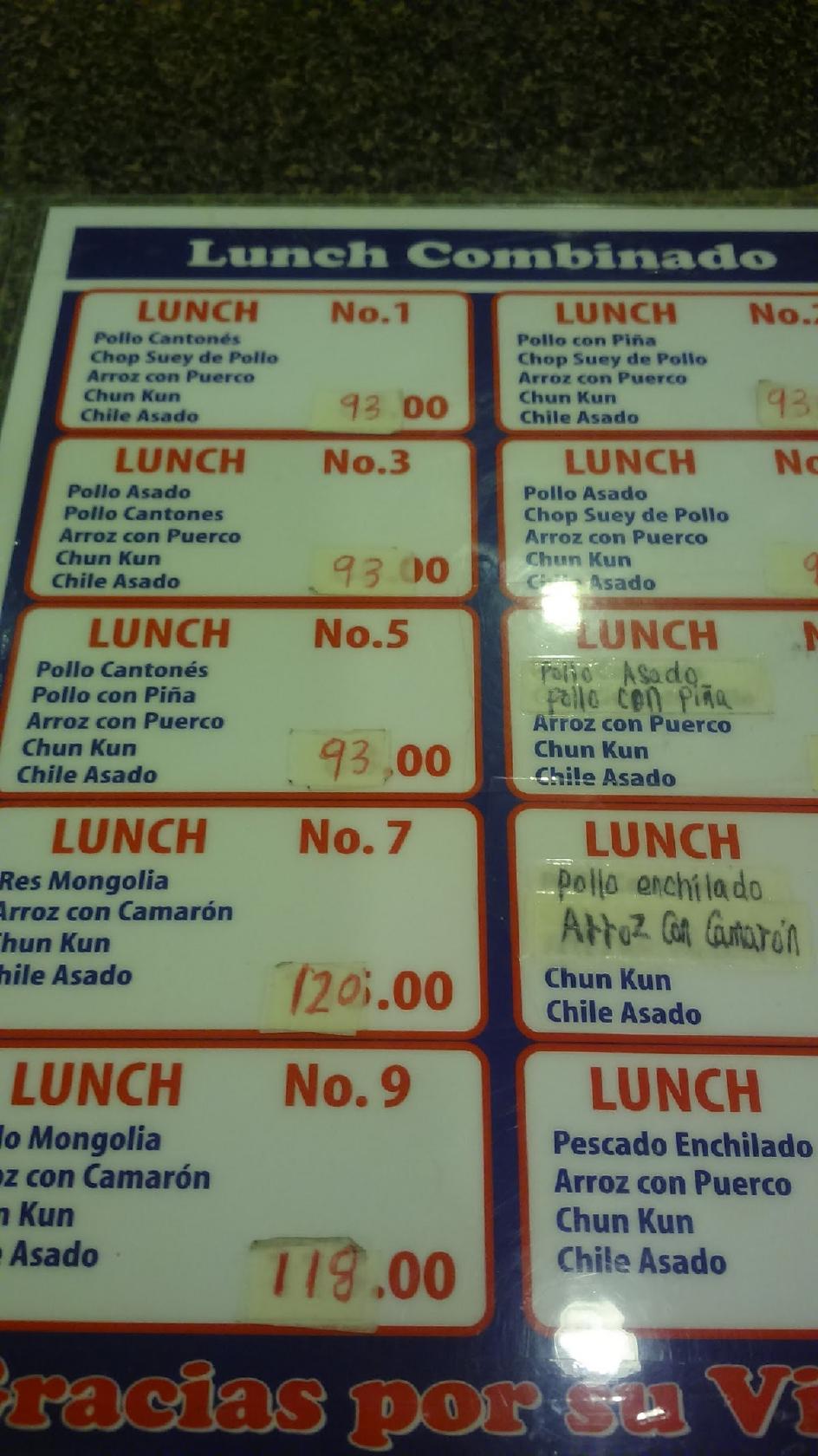 Carta de Restaurante de Comida China “Gran Ying”, Tijuana, terrazas de ...
