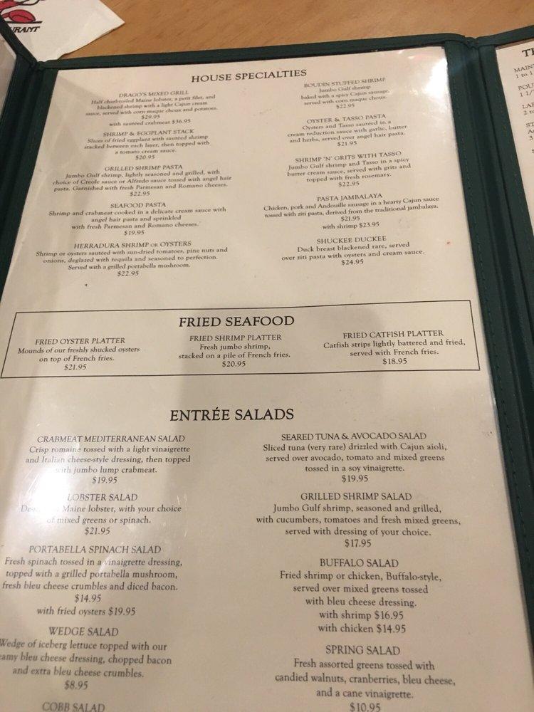 Menu at Drago's Seafood Restaurant - Hilton New Orleans Riverside, New ...