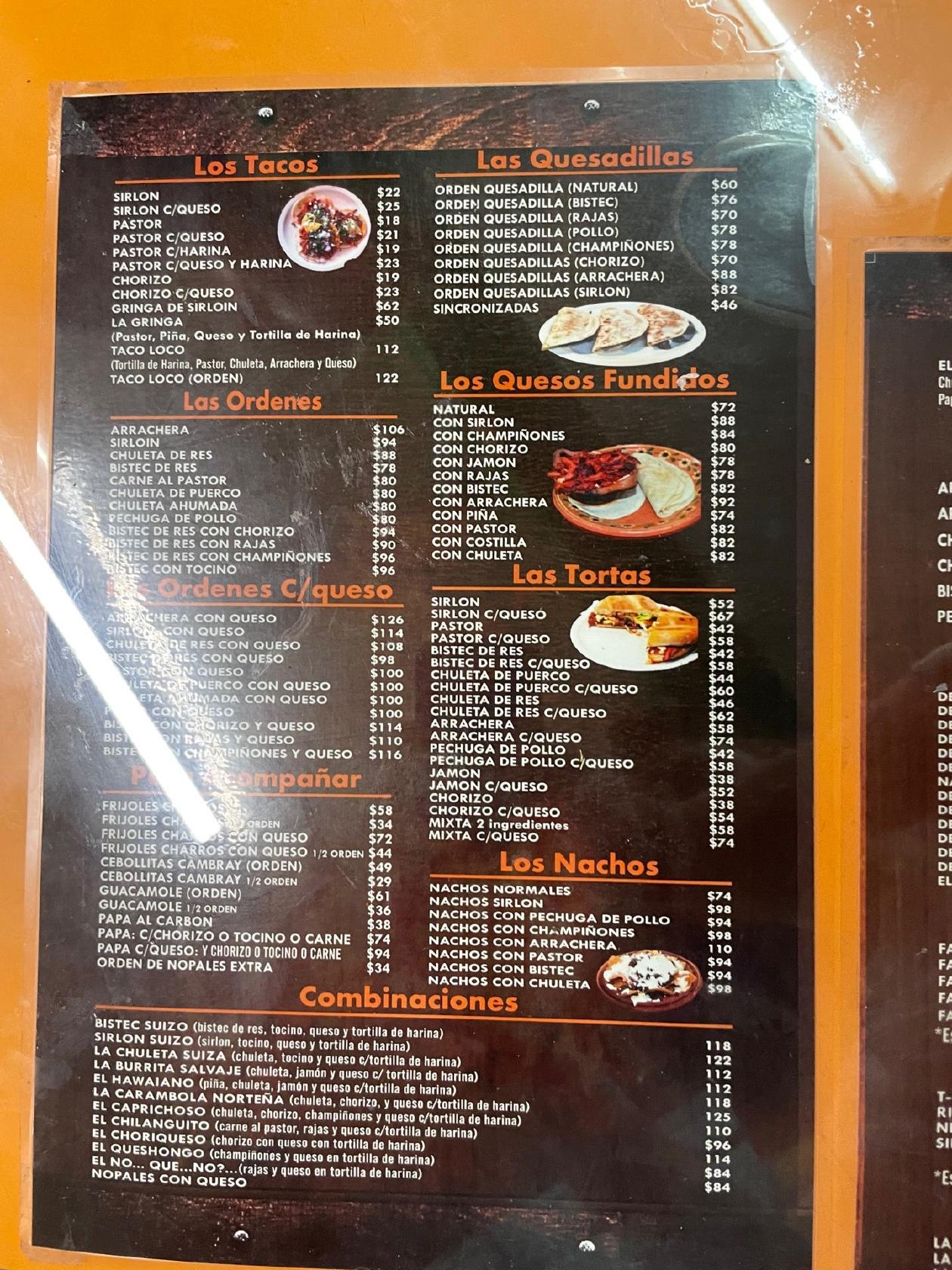Menu at El Fogón restaurant, Playa del Carmen, Av. Constituyentes