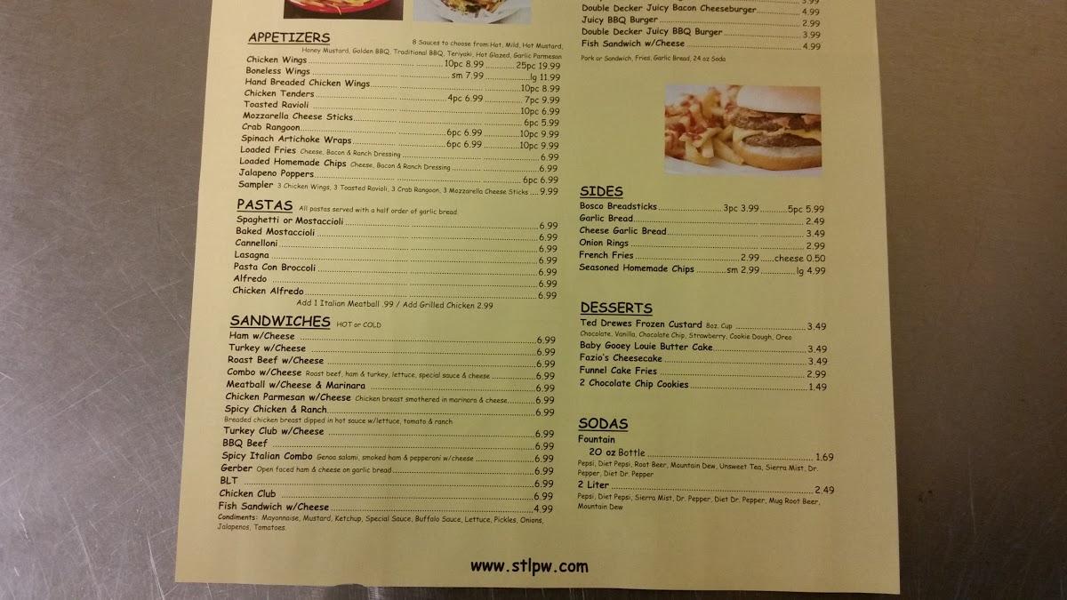 Menu at St. Louis Pizza & Wings pizzeria, Arnold